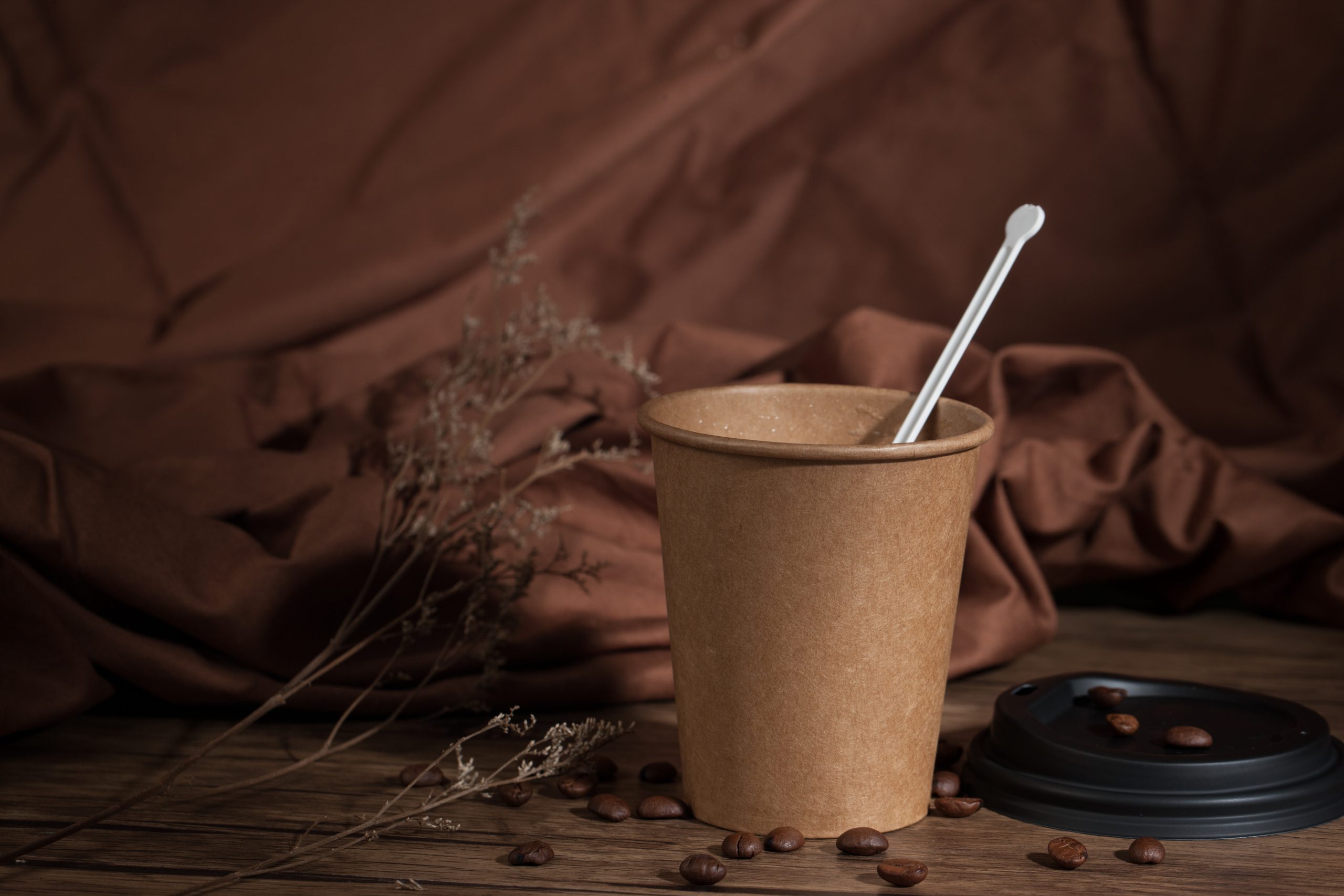 PLA Coated Unbleached Paper Cups with CPLA Lids and CPLA Stirrer - AHCOF