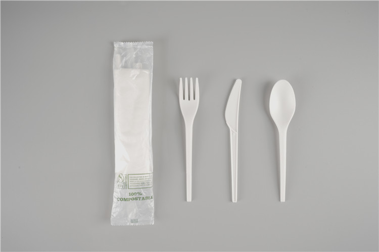 Compostable CPLA Cutlery PLA Film Wrapped Kits - AHCOF